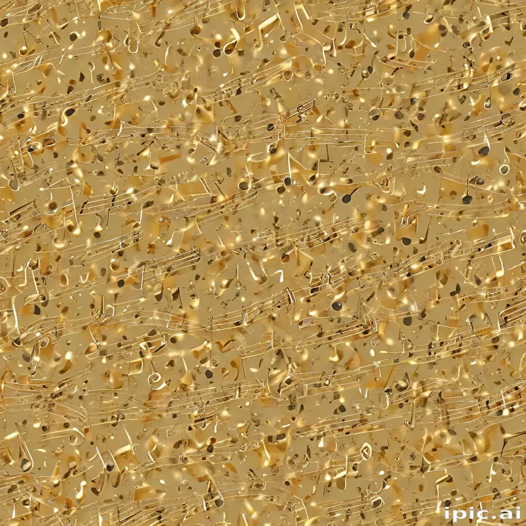 A Vibrant and Shimmering Pattern of Musical Notes in Gold Tones