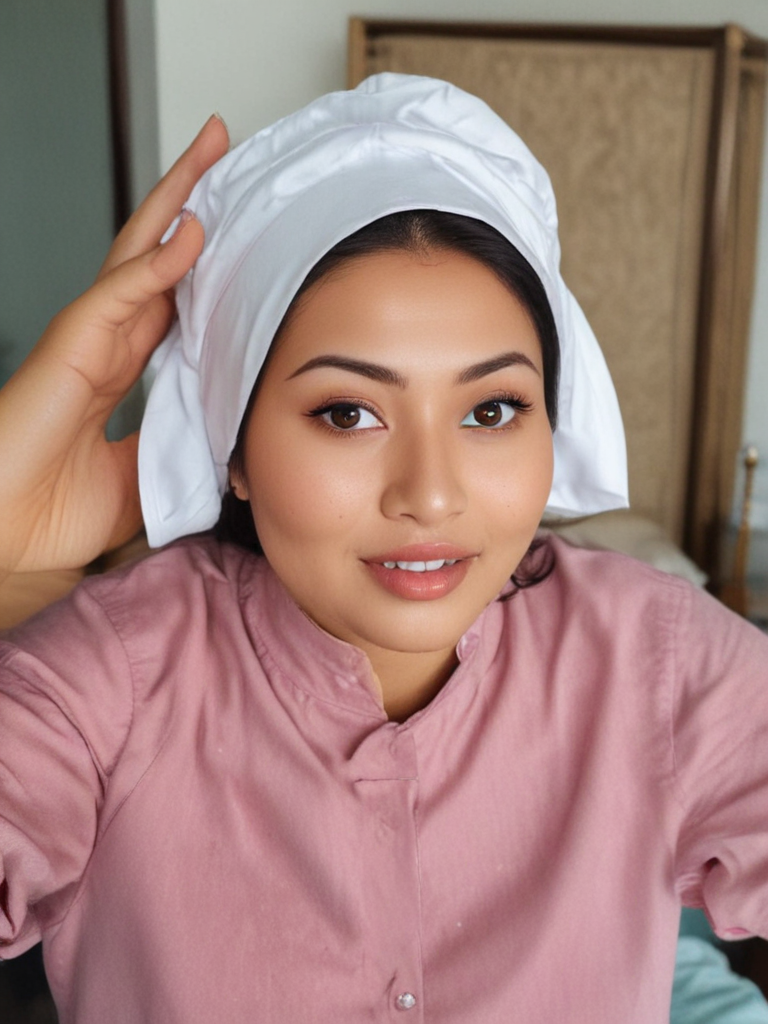 Malaysian woman pat indonesian fat maid head