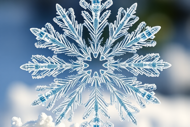Intricate Frozen Snowflake Captured Against a Soft Winter Background