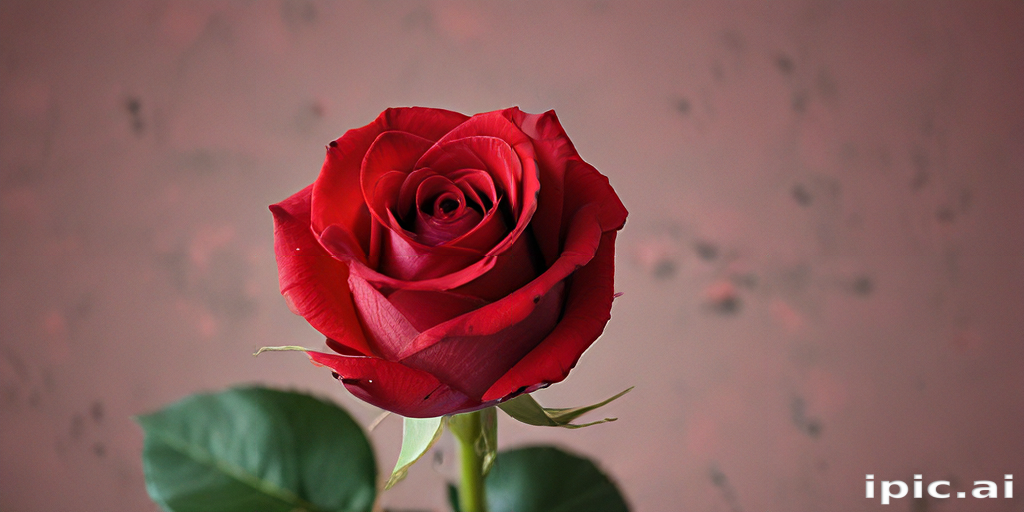 Beautiful Red Rose Blooming Against a Soft, Muted Background Color