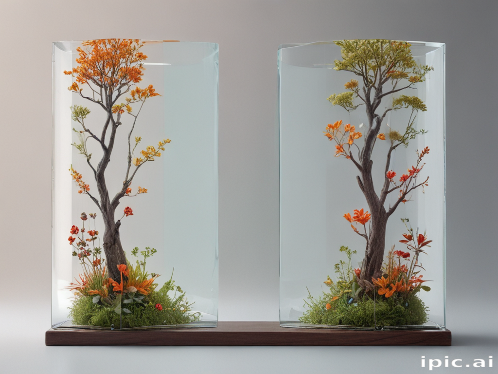 Beautifully Crafted Glass Terrariums Showcasing Seasonal Trees and Lush ...