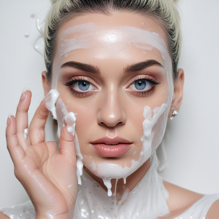 Katy Perry face covered in white slime