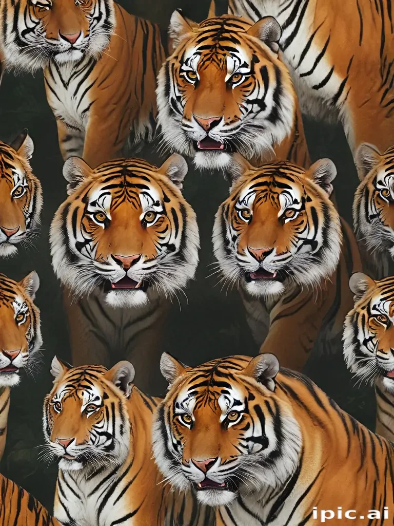 A Vibrant Collage of Majestic Tigers Captured in Their Natural Habitat.