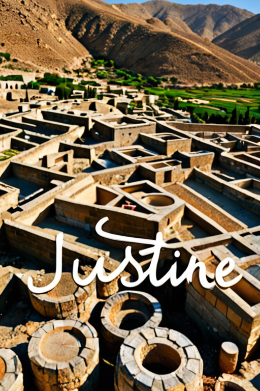 lettering justine in tunesian landscape