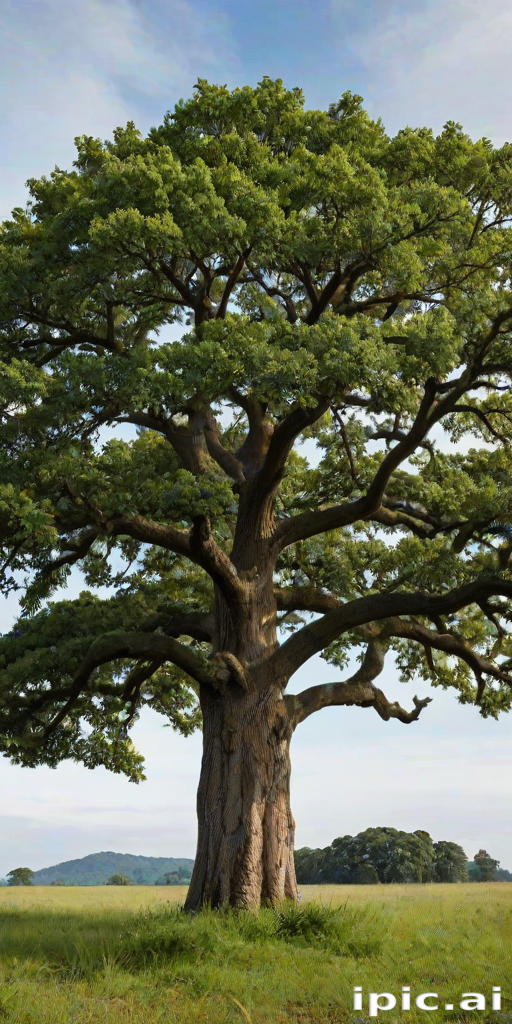 Majestic Tree Standing Tall Against a Clear Blue Sky in Nature.