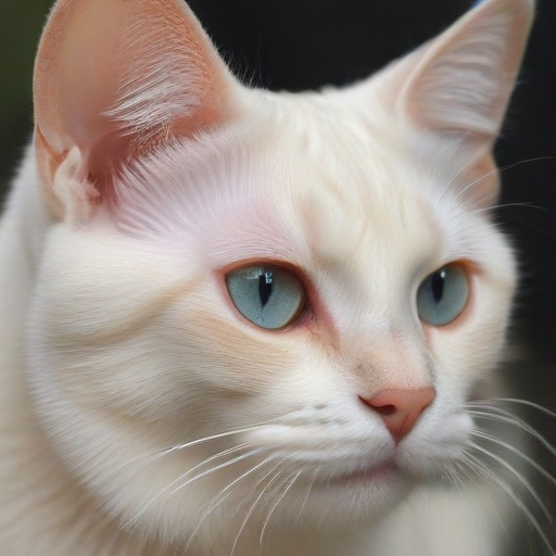 A Majestic White Cat with Striking Blue Eyes and Soft Fur.