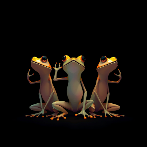 A Joyful Gathering of Colorful Cartoon Frogs with Big Smiles and Bows