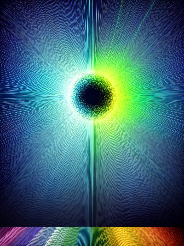 Radiating lines or light beams to signify the dissemination of ...