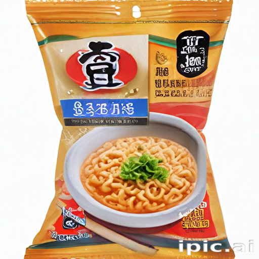 Delicious Instant Noodles Pack with Flavorful Broth and Tasty Garnish.