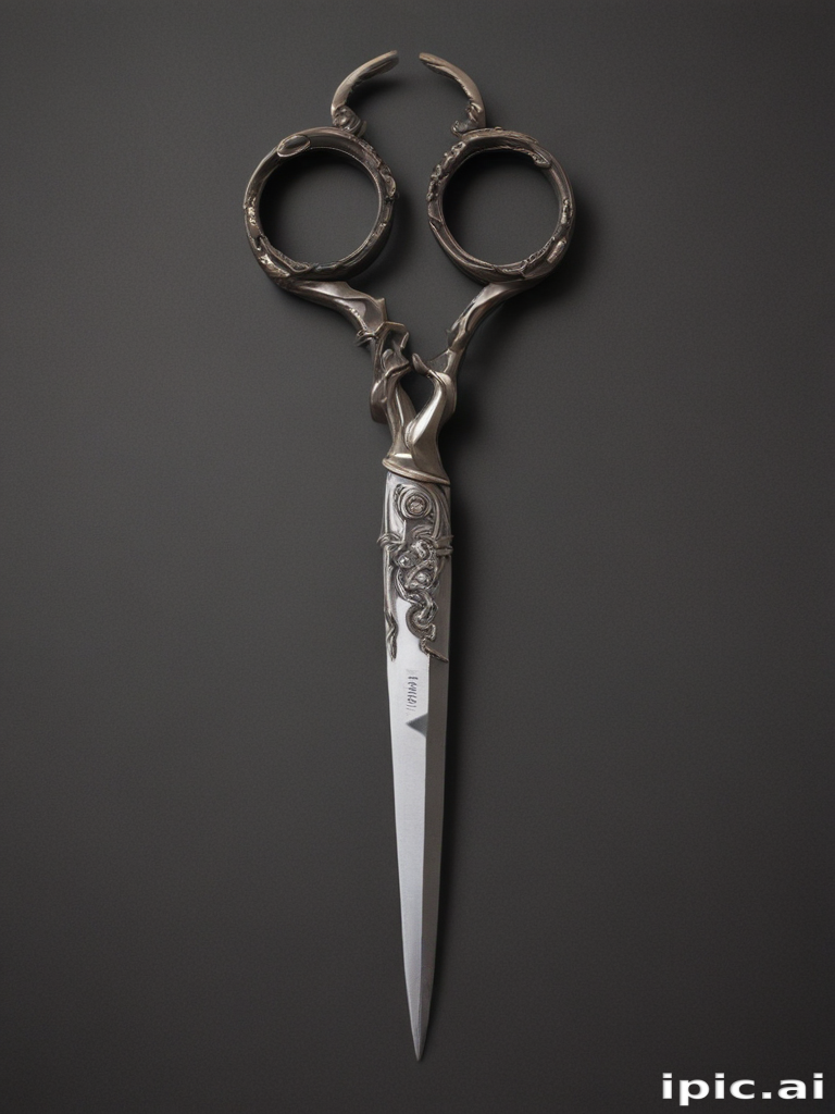 Intricately Designed Scissors with Ornate Handle and Unique Blade Shape