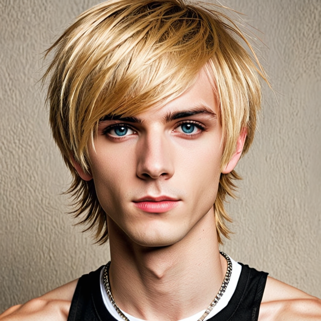 handsome slim cute emo blonede