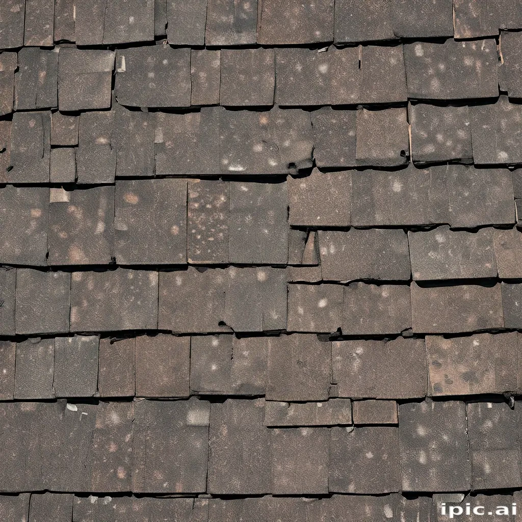 Pattern of Weathered Roof Shingles Showcasing Texture and Color Variations.