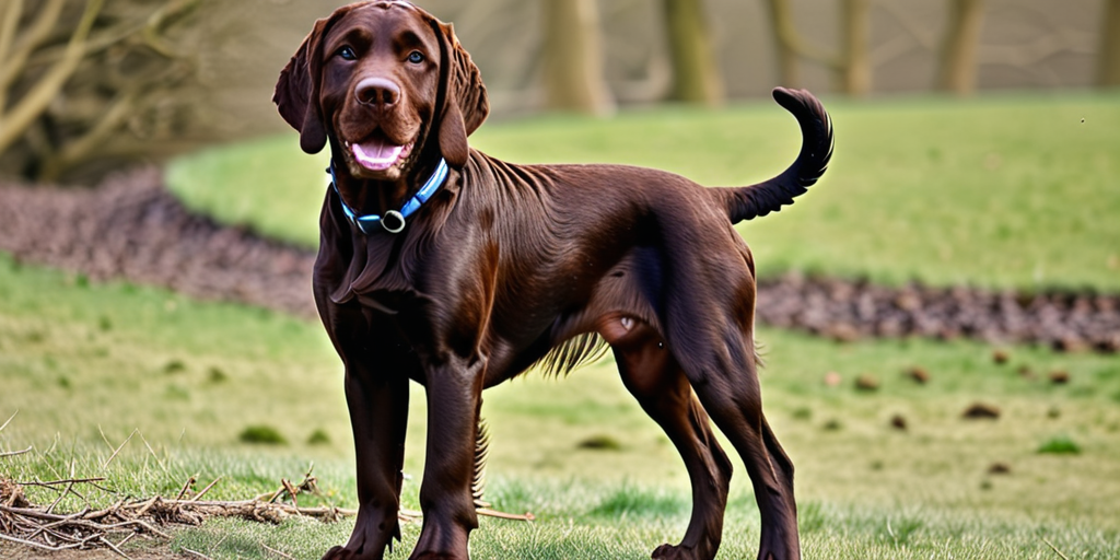 A Playful Brown Labrador Retriever Enjoying a Sunny Day Outdoors.