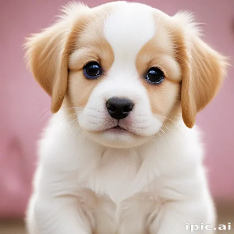 Adorable Puppy with Big Eyes and Fluffy Coat Looking Curious and Playful