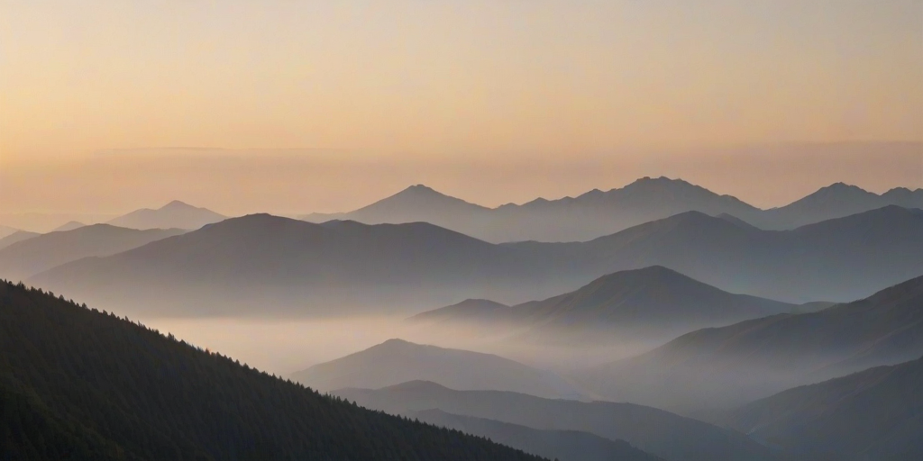 Serene Mountain Landscape at Dusk with Soft Hues and Gentle Mist