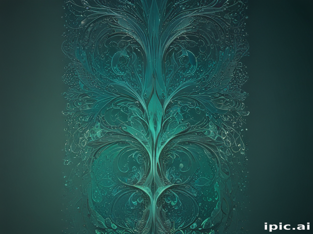 Intricate Swirling Patterns and Textures in Shades of Deep Teal Green