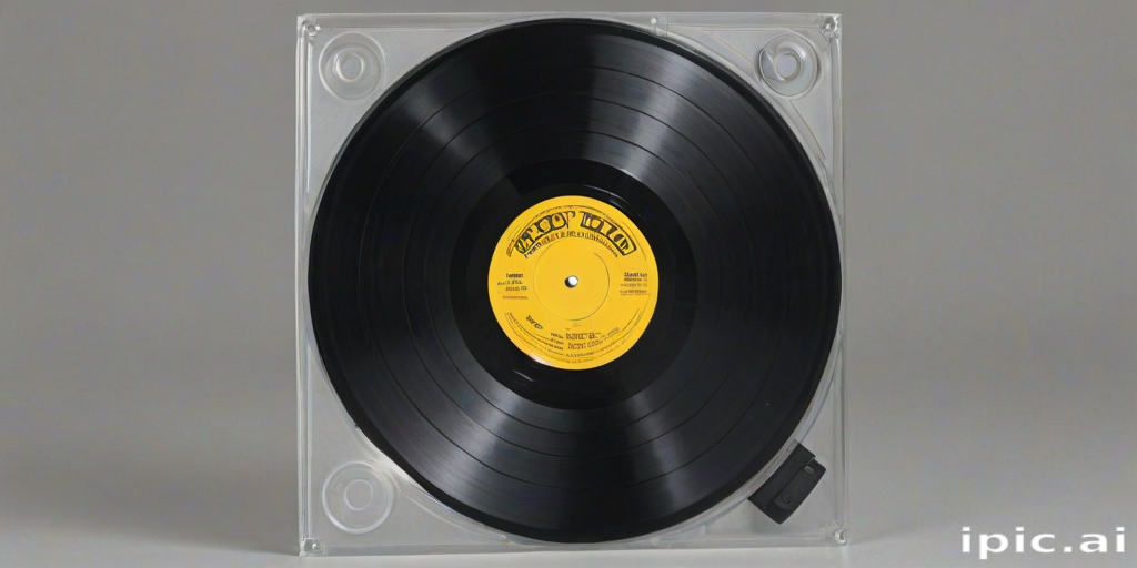 Classic Vinyl Record Displayed on a Clear Plastic Turntable Stand