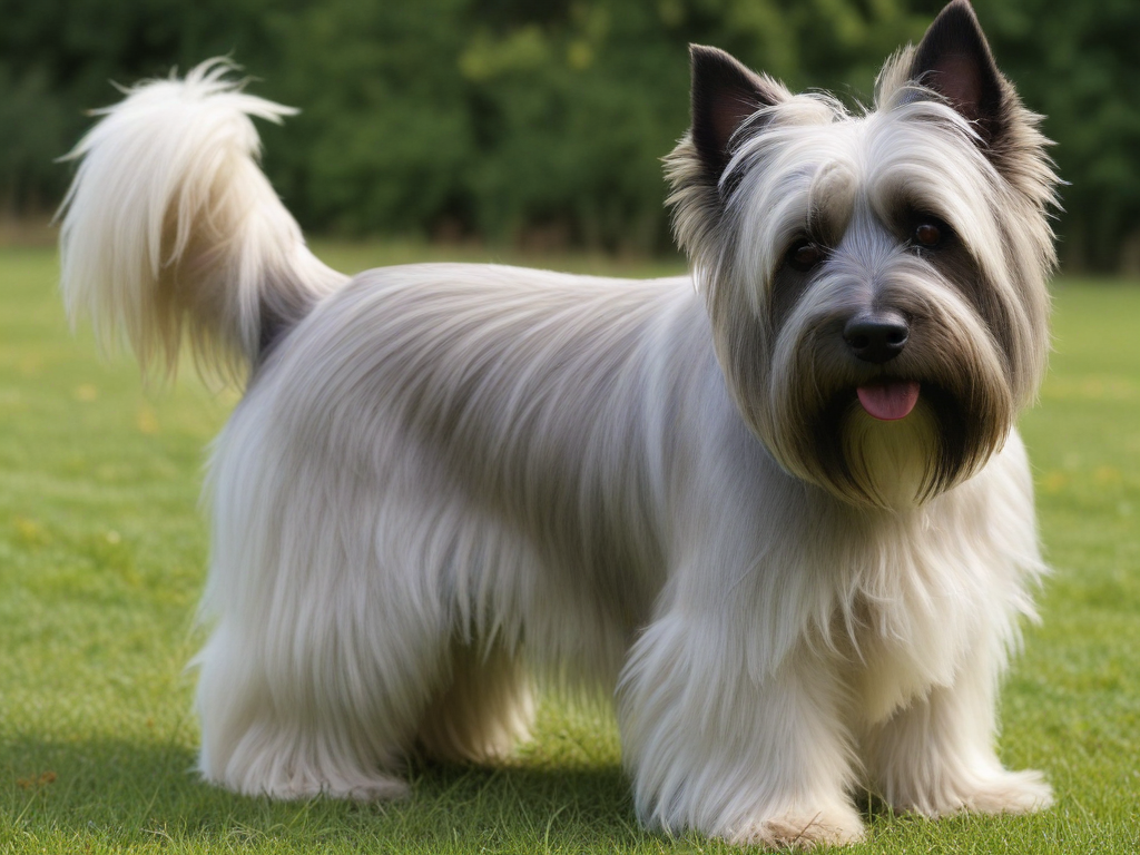 A Playful Dog with Silky Fur Enjoying a Sunny Day Outdoors.