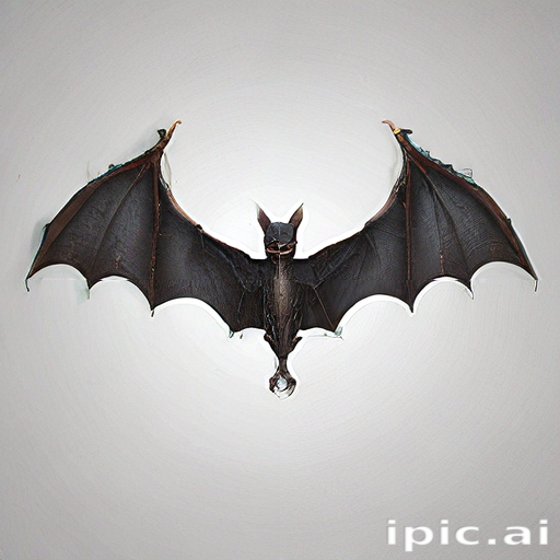 Realistic Taxidermy Display of a Large Bat with Extended Wingspan