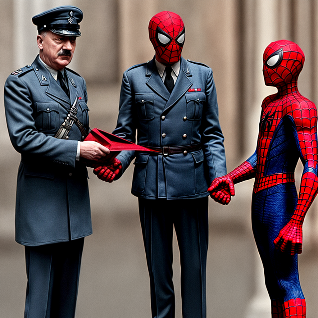 Hitler giving award to spiderman in uk