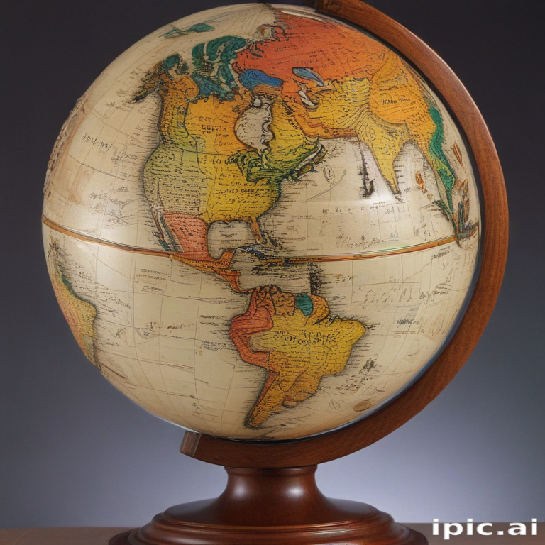 Vintage Globe Displaying Detailed Map of the World with Historical ...