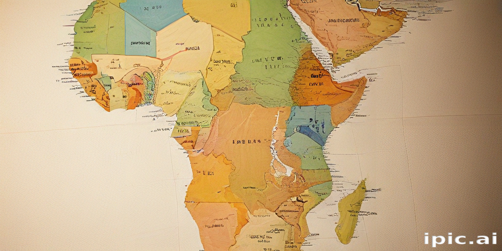 A Colorful Map of Africa Highlighting Countries and Geographical Features.