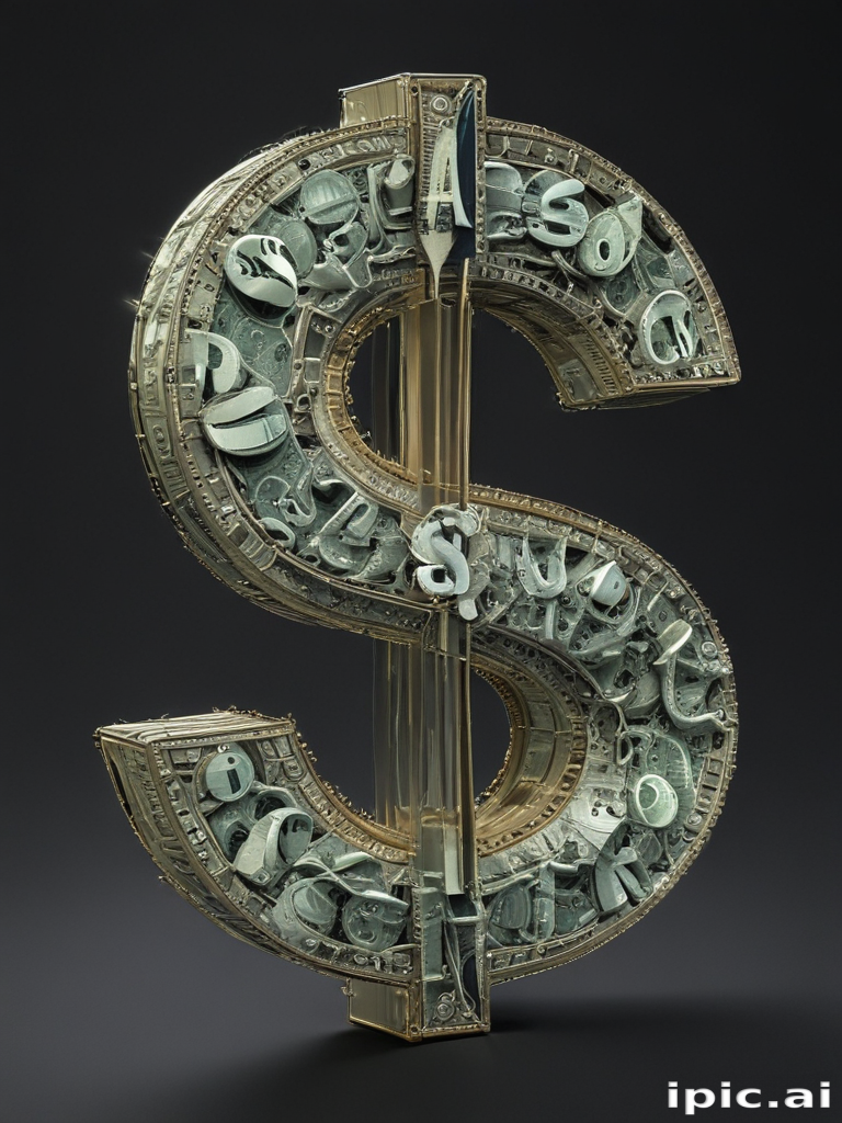 Intricate Dollar Sign Crafted from Diverse Elements and Artistic Typography