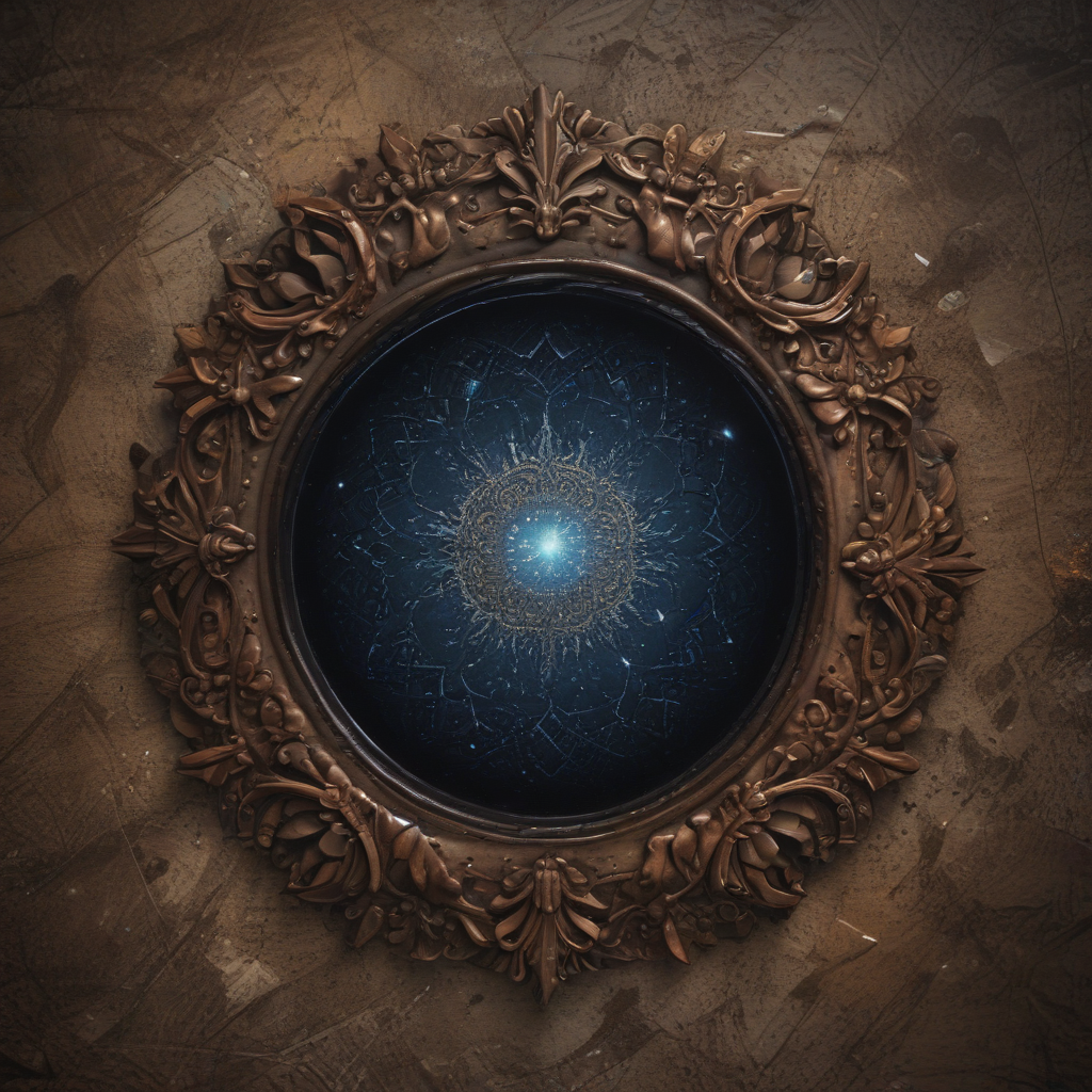 A Mystical Ornate Mirror Reflecting a Cosmic Center of Light