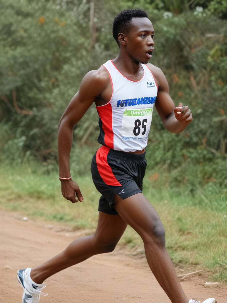 Make a Kenyan long distance runner with the most lean but super ...