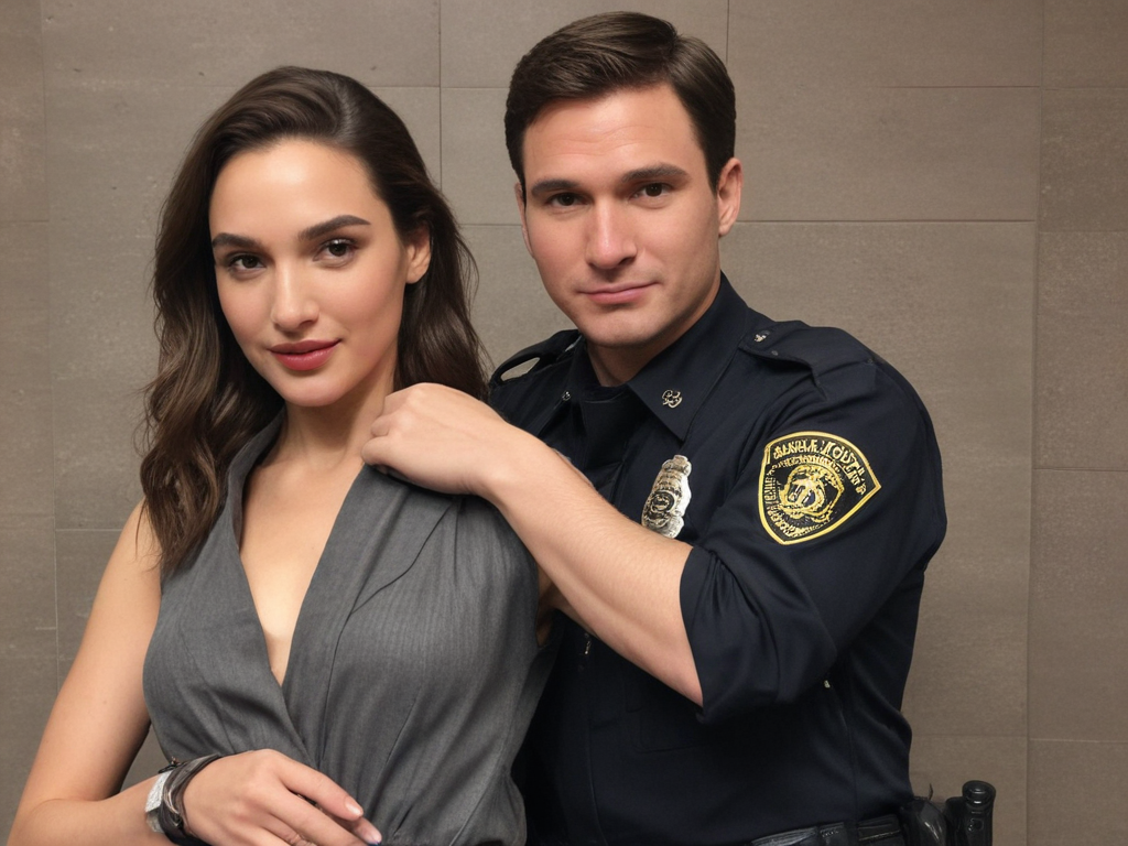 Gal gadot held by police officer