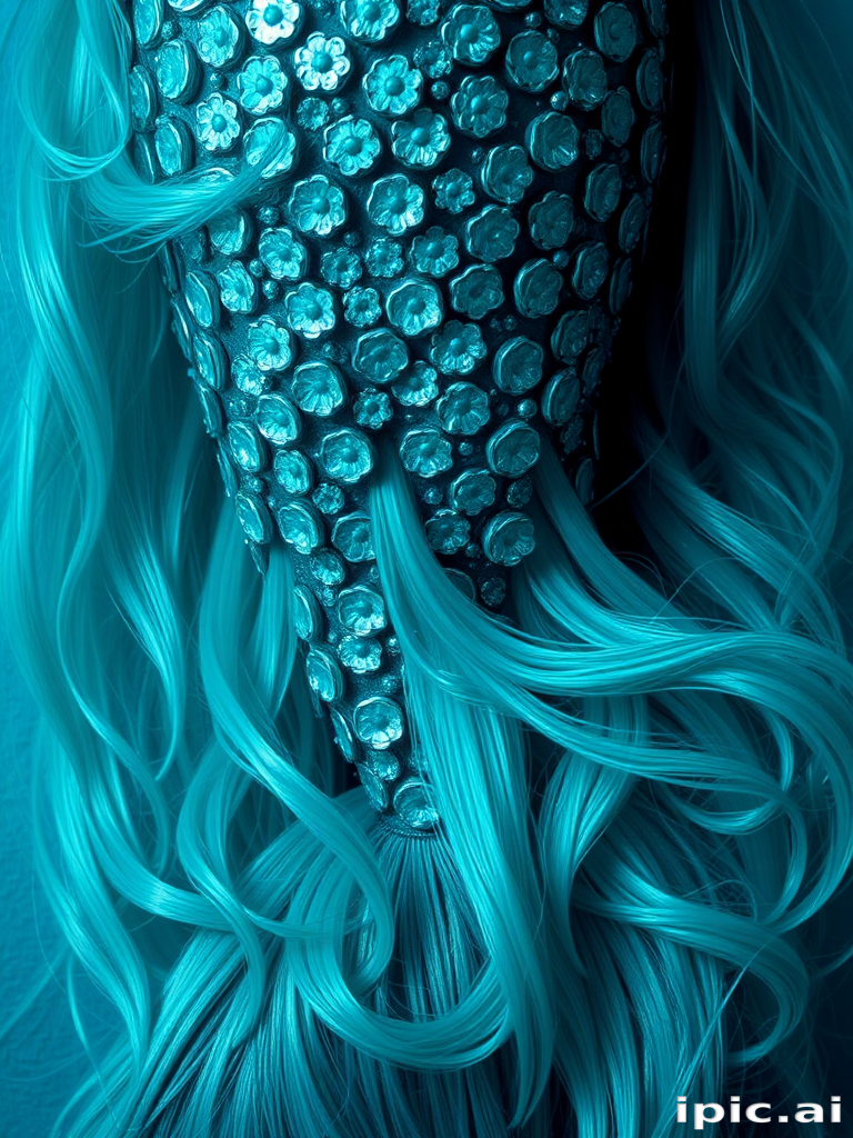 Mesmerizing Aqua-Toned Mermaid Tail Adorned with Shimmering Floral ...