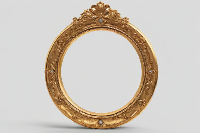 Elegant Golden Oval Picture Frame with Intricate Detailing and Design