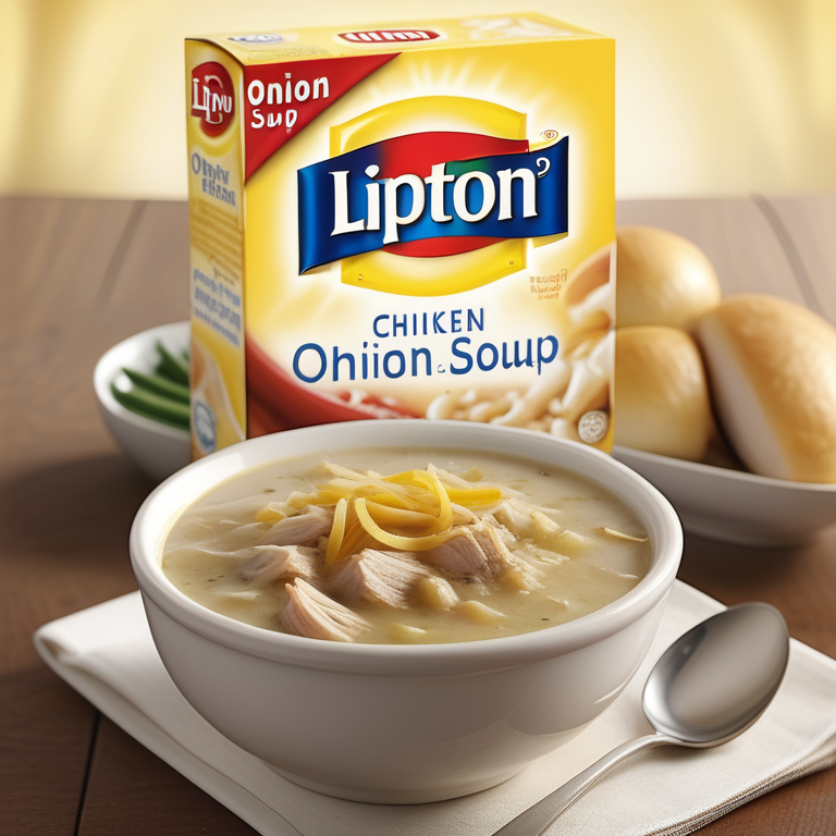 Delicious Lipton Chicken Onion Soup with Fresh Rolls and Green Beans