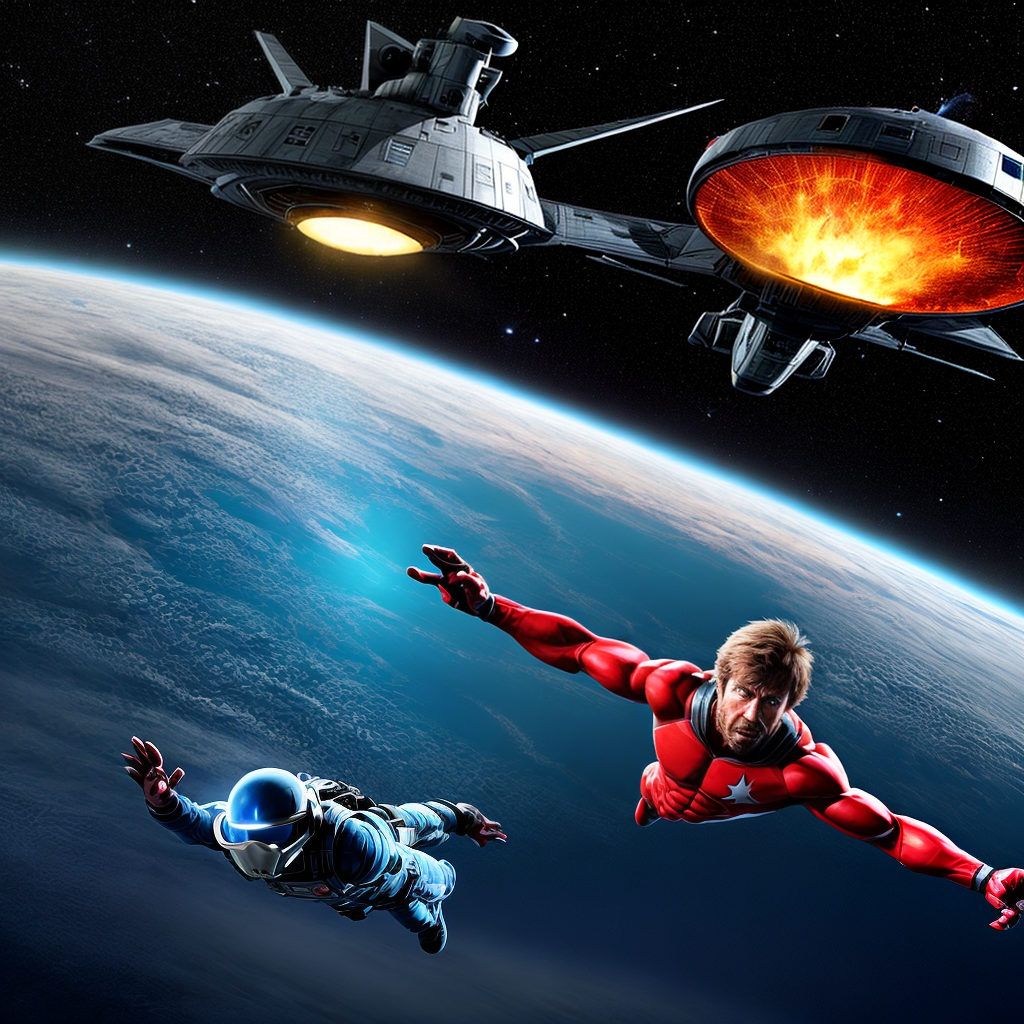 Chuck norris fighting aliens in space