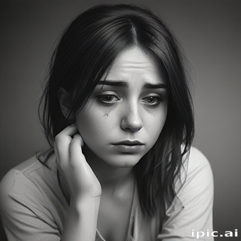 Contemplative Young Woman Expressing Deep Emotions and Inner Turmoil in ...