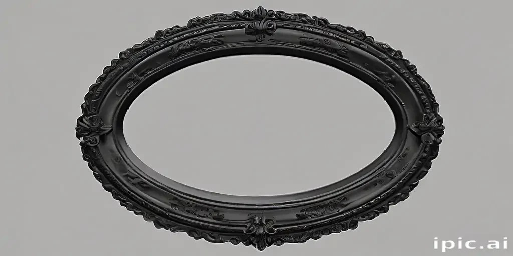 Elegant and Ornate Black Oval Picture Frame with Intricate Detailing