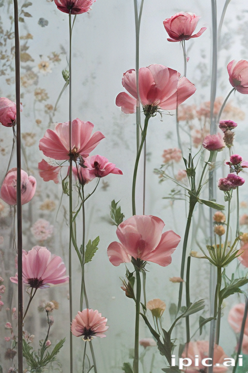 Delicate Pink Flowers Blooming Against a Soft, Dreamy Background of Nature