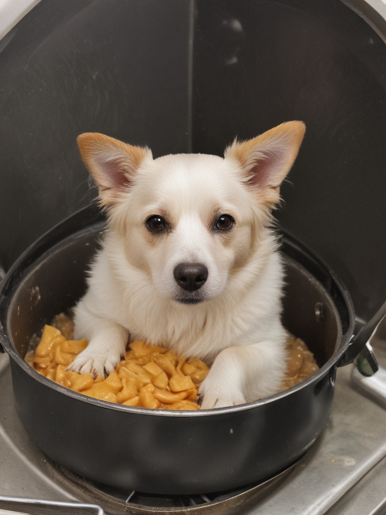 Dog being cooked