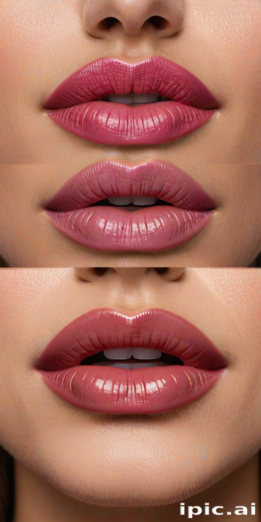 Three Stunning Variations of Glossy Lip Colors Showcasing Beauty and ...