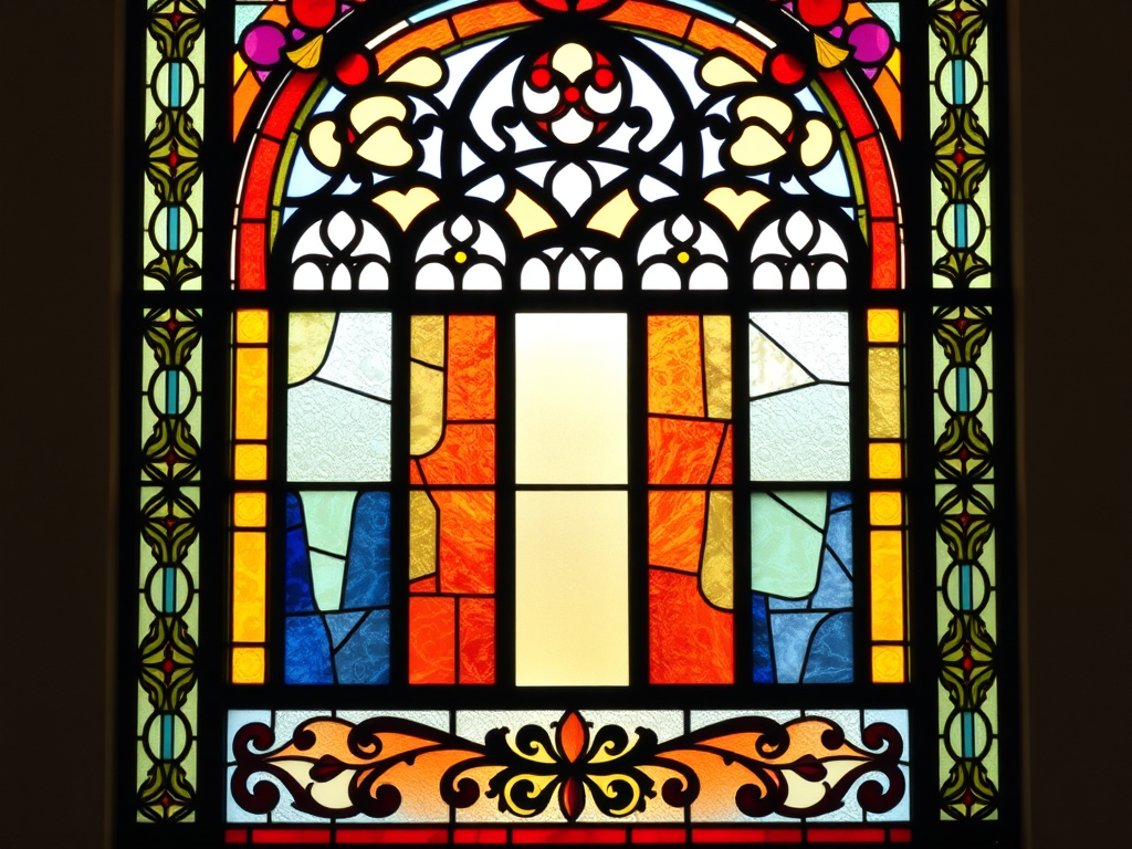 Vibrant Stained Glass Window Featuring Intricate Patterns and Colorful ...