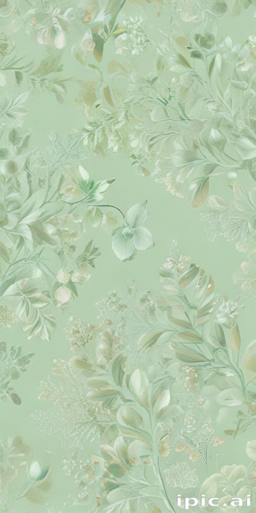 Soft Green Floral Pattern Featuring Delicate Leaves and Ethereal Blooms