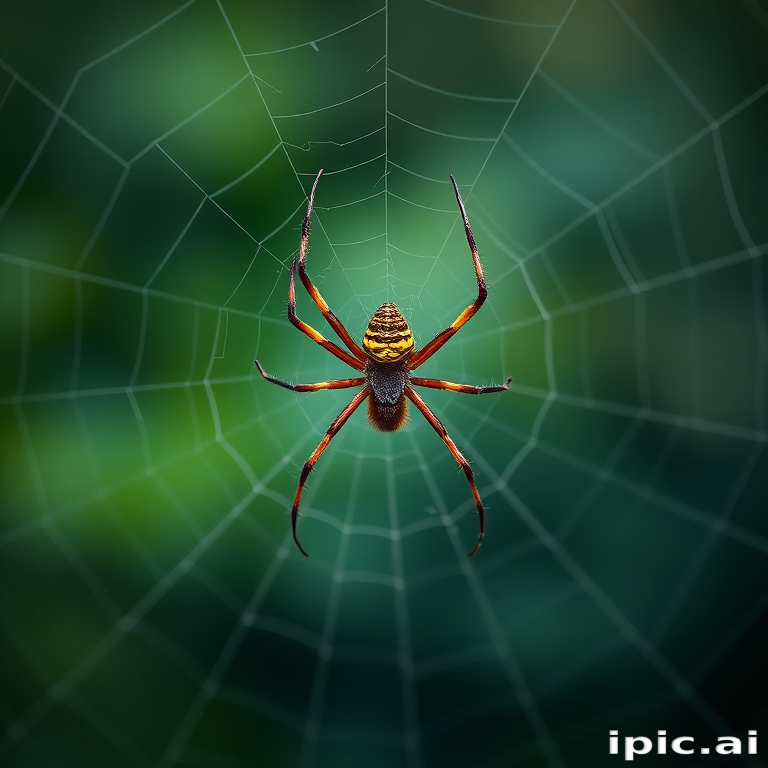 Intricate Beauty of a Spider Creating Its Web in Nature's Embrace