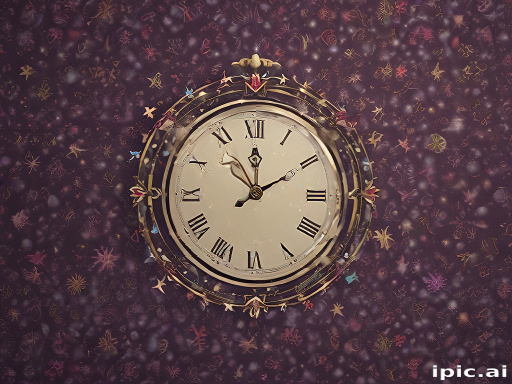Beautiful Wall Clock Surrounded by Delicate Floral Patterns and Designs