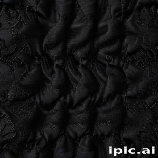 Elegant Black Fabric with Intricate Patterns and Textured Design Details.
