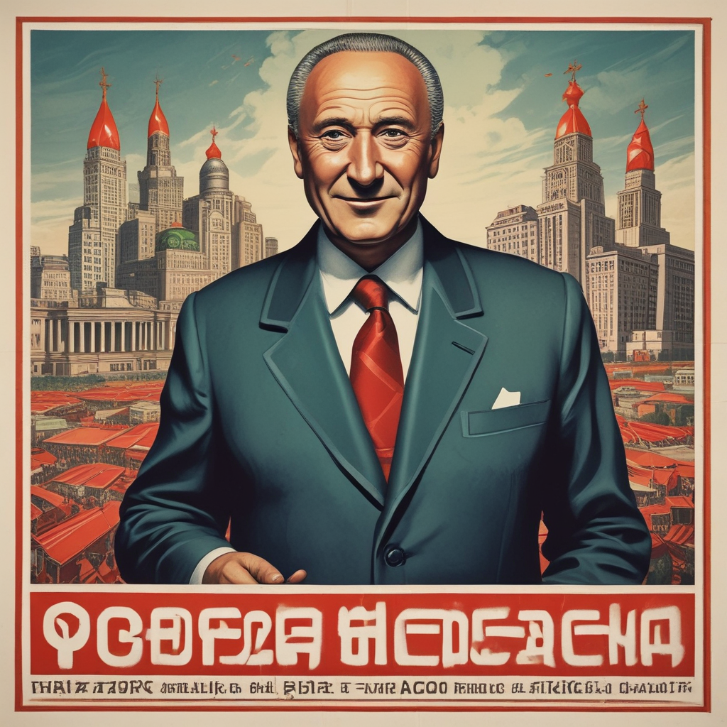 Chuck Schumer cccp soviet style propaganda poster