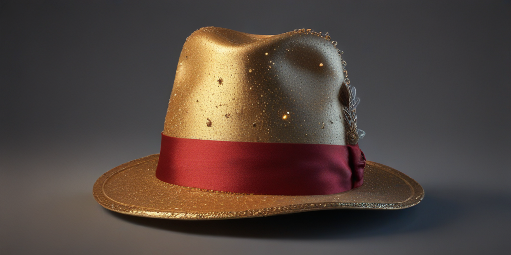 A Shimmering Gold Fedora Hat Adorned with Sparkling Embellishments and ...
