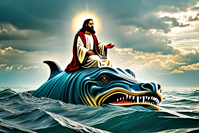 Jesus Christ on top of leviathan