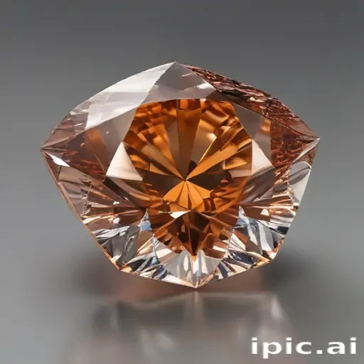 Stunningly Cut Amber Gemstone Sparkling with Brilliant Light Reflections
