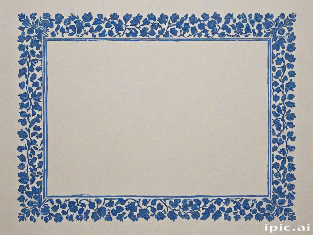 Intricate Floral Border Design Featuring Elegant Blue Patterns on Soft ...