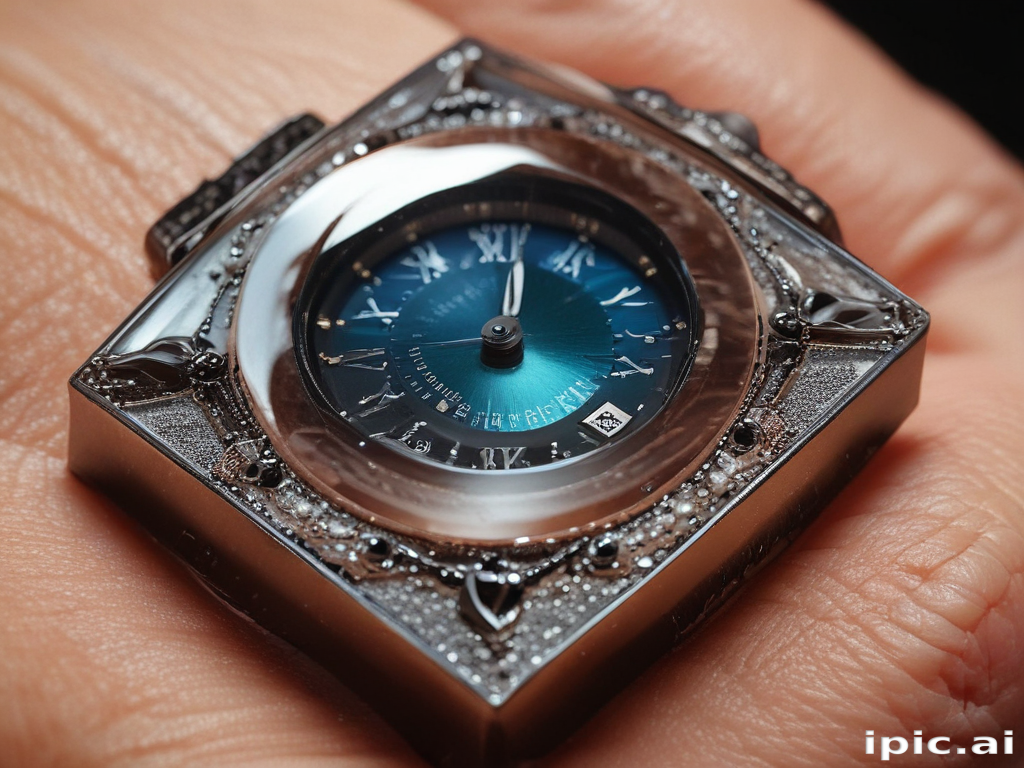 Elegant Vintage Timepiece with Intricate Design and Stunning Blue Dial